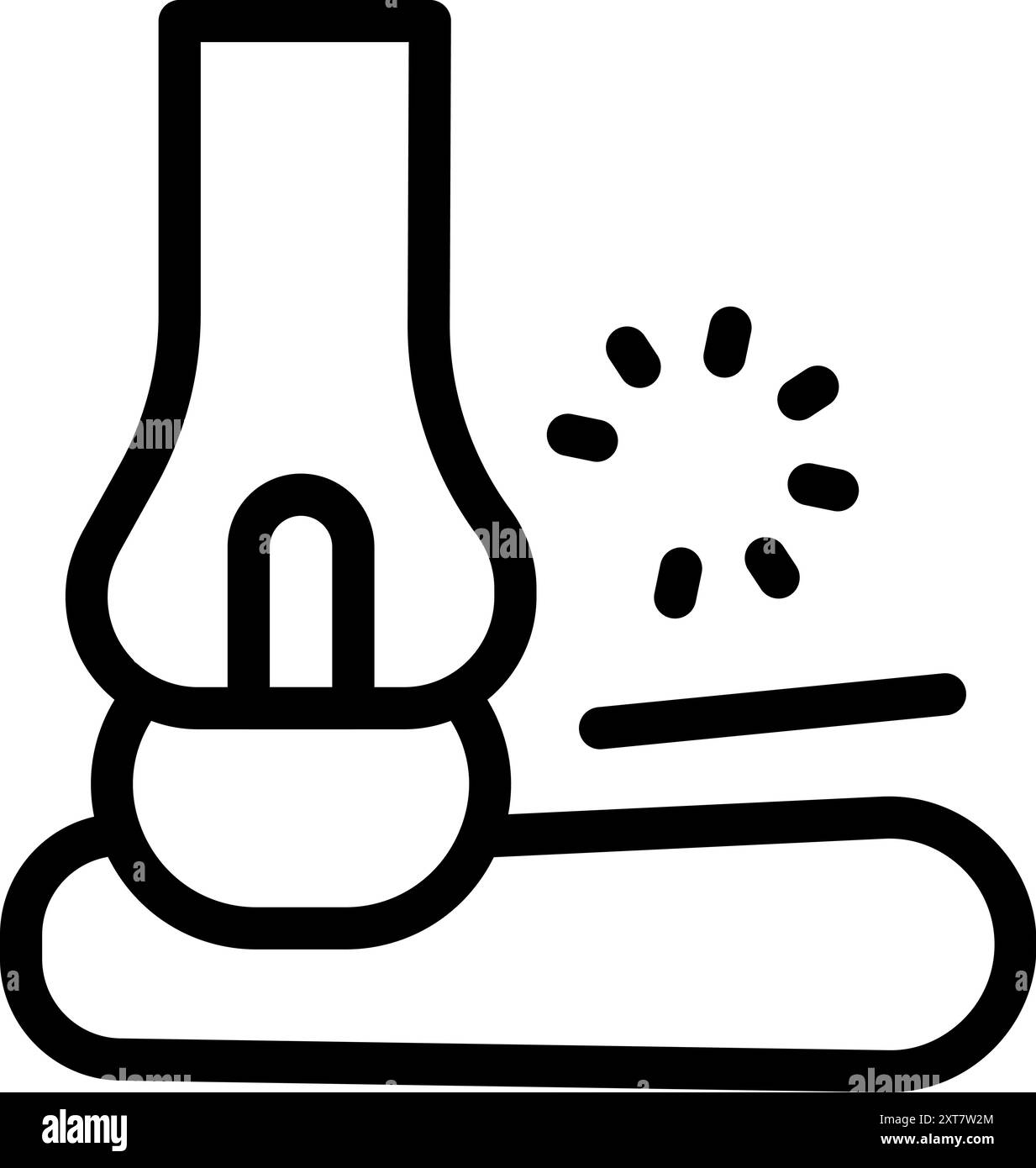 Line drawing of an ankle with pain points indicating a possible injury ...