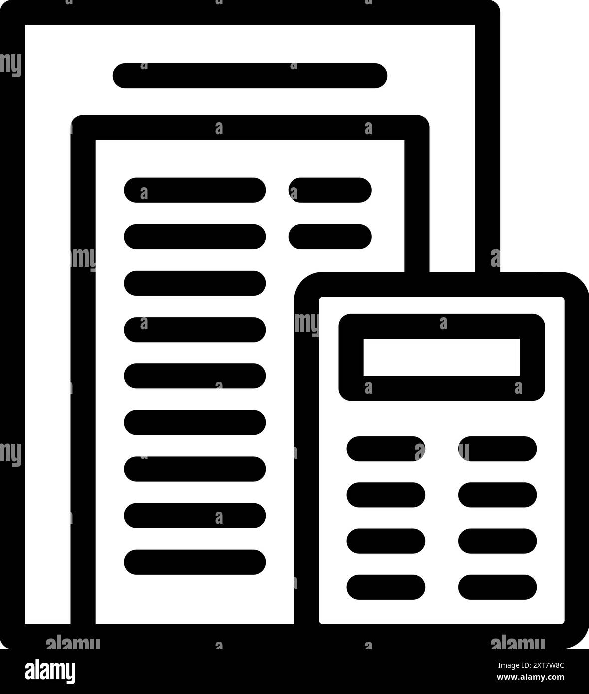 Black outline icon representing the concept of calculating taxes with a ...