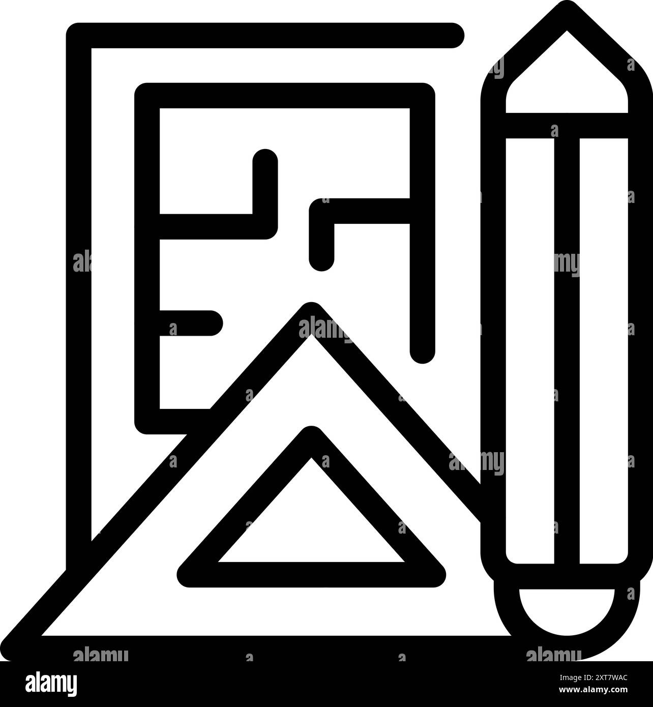 Line drawing of house plan, ruler and pencil representing architecture ...