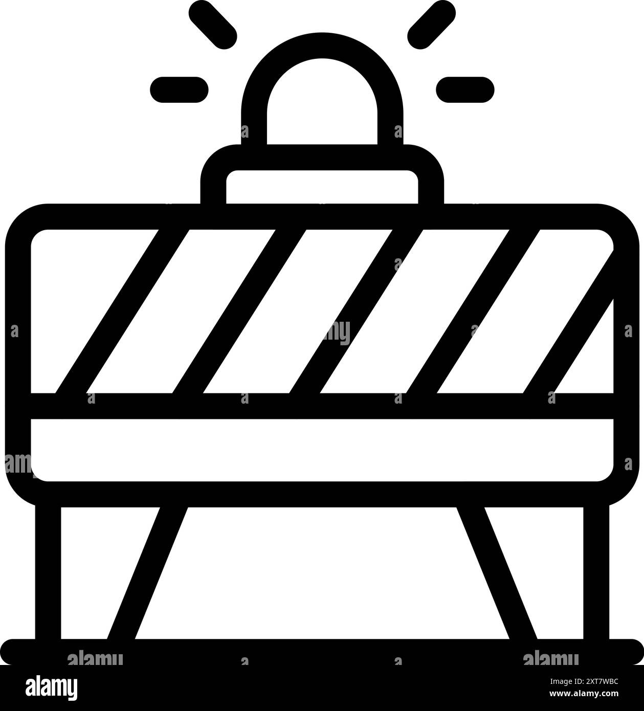 Simple black and white vector icon of a barrier with flashing siren ...