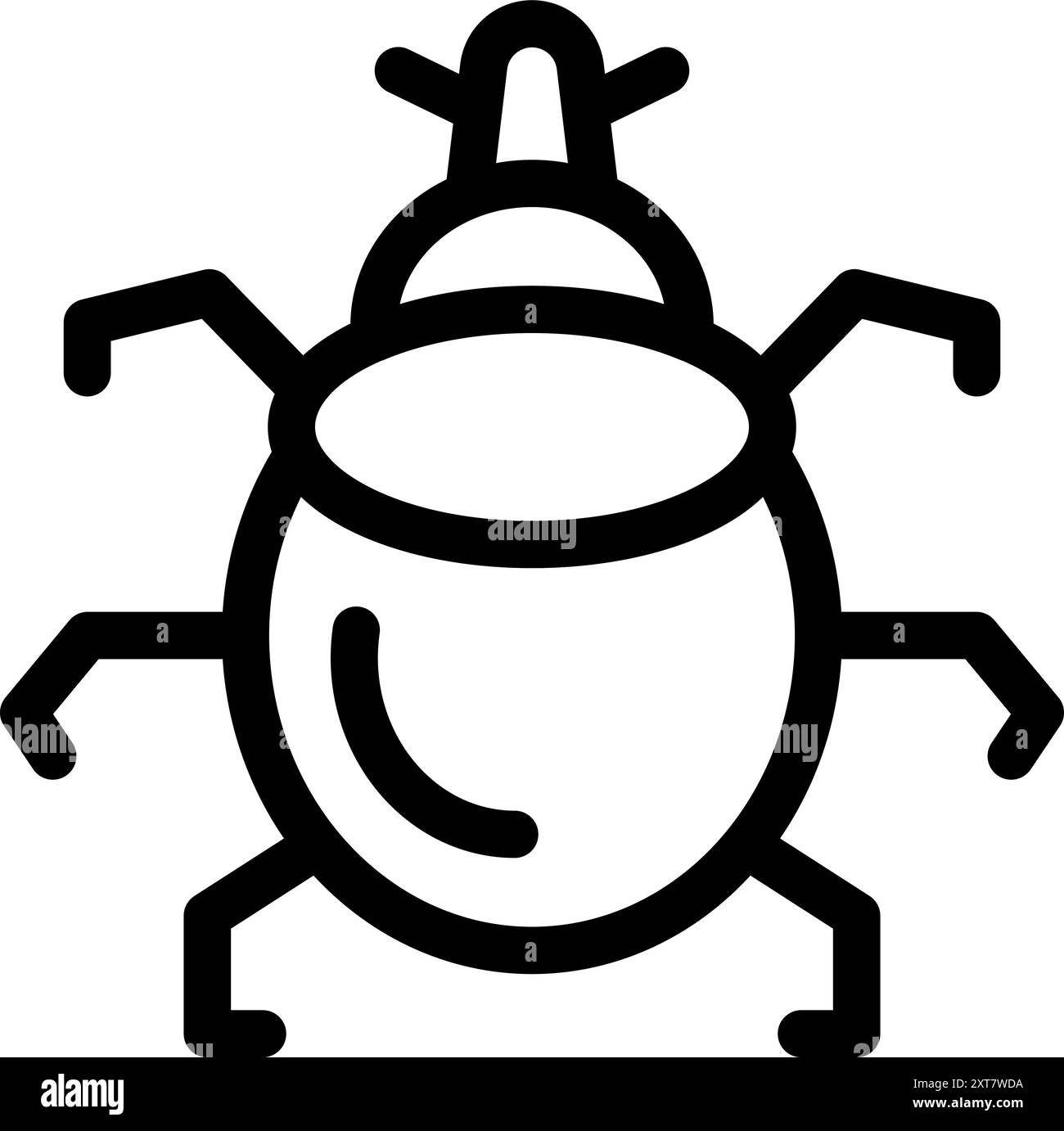 Simple black and white line art icon of a bug crawling Stock Vector ...