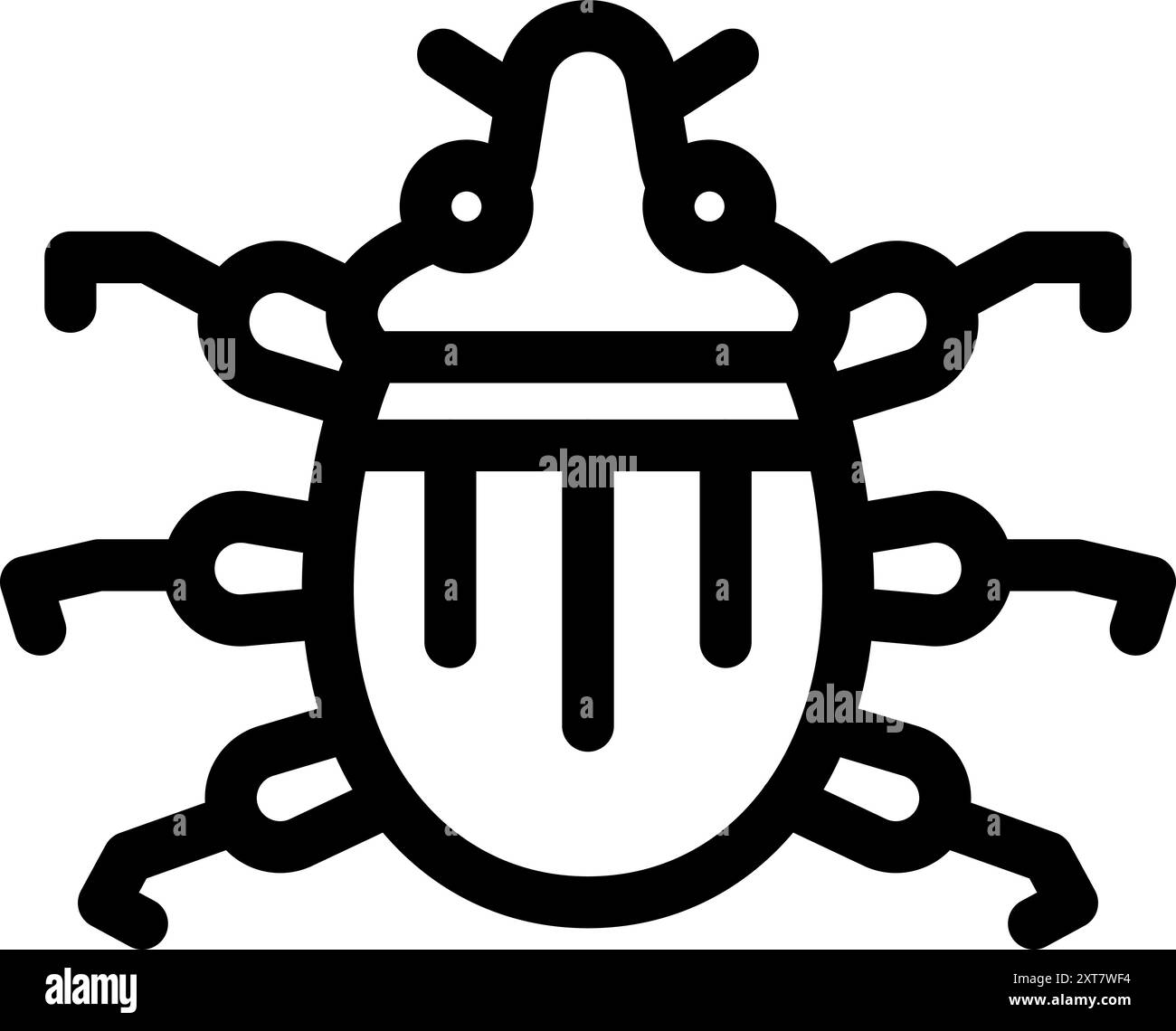 Simple black and white line art illustration of a beetle crawling Stock ...