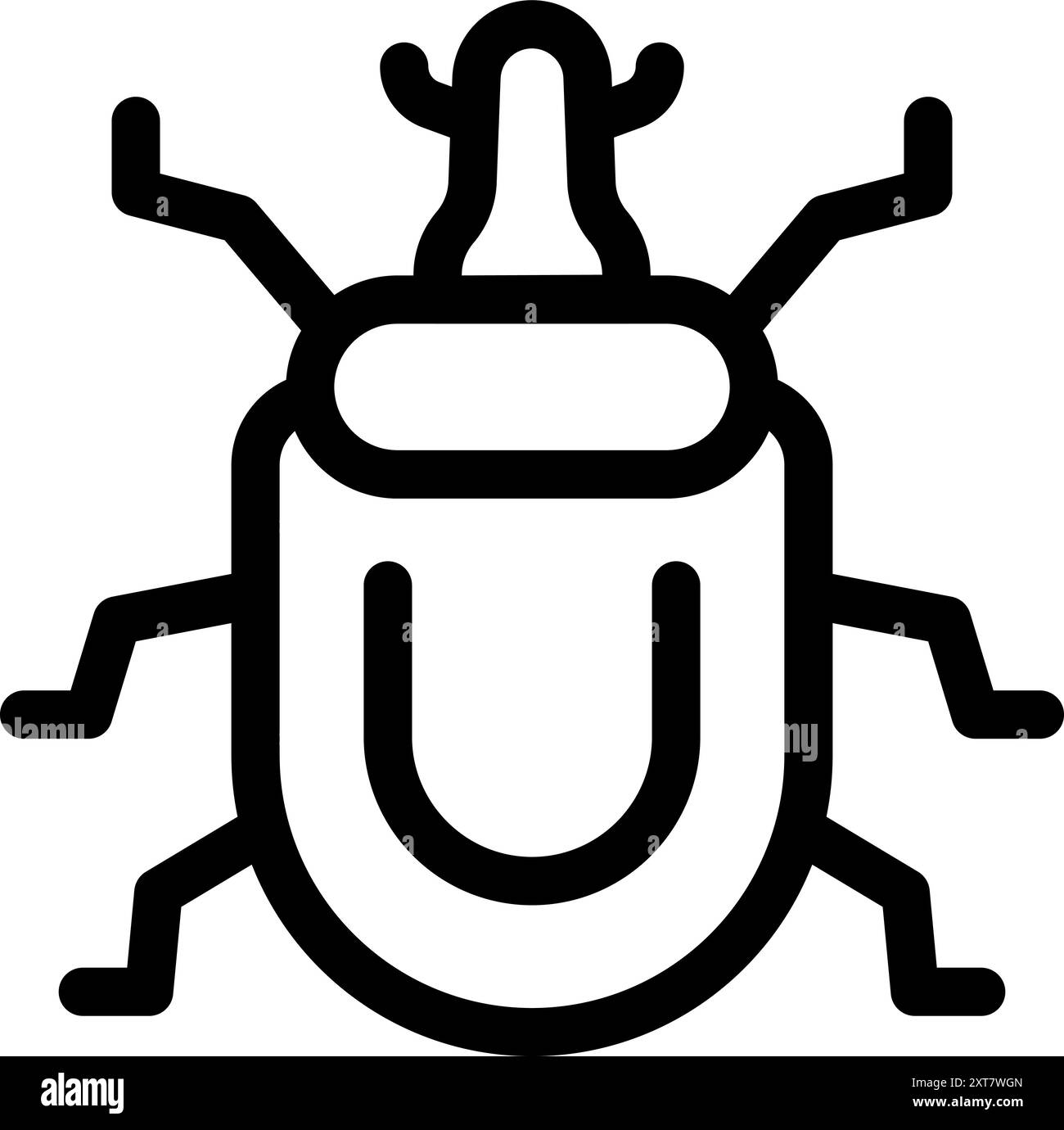 Simple bold outline icon of a big bug with many legs, representing a ...