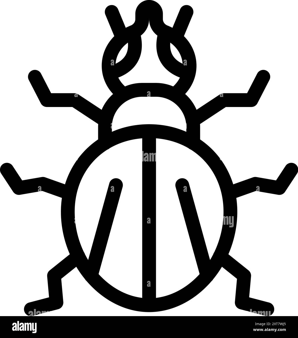 Simple black and white line art icon of a beetle bug crawling, perfect ...