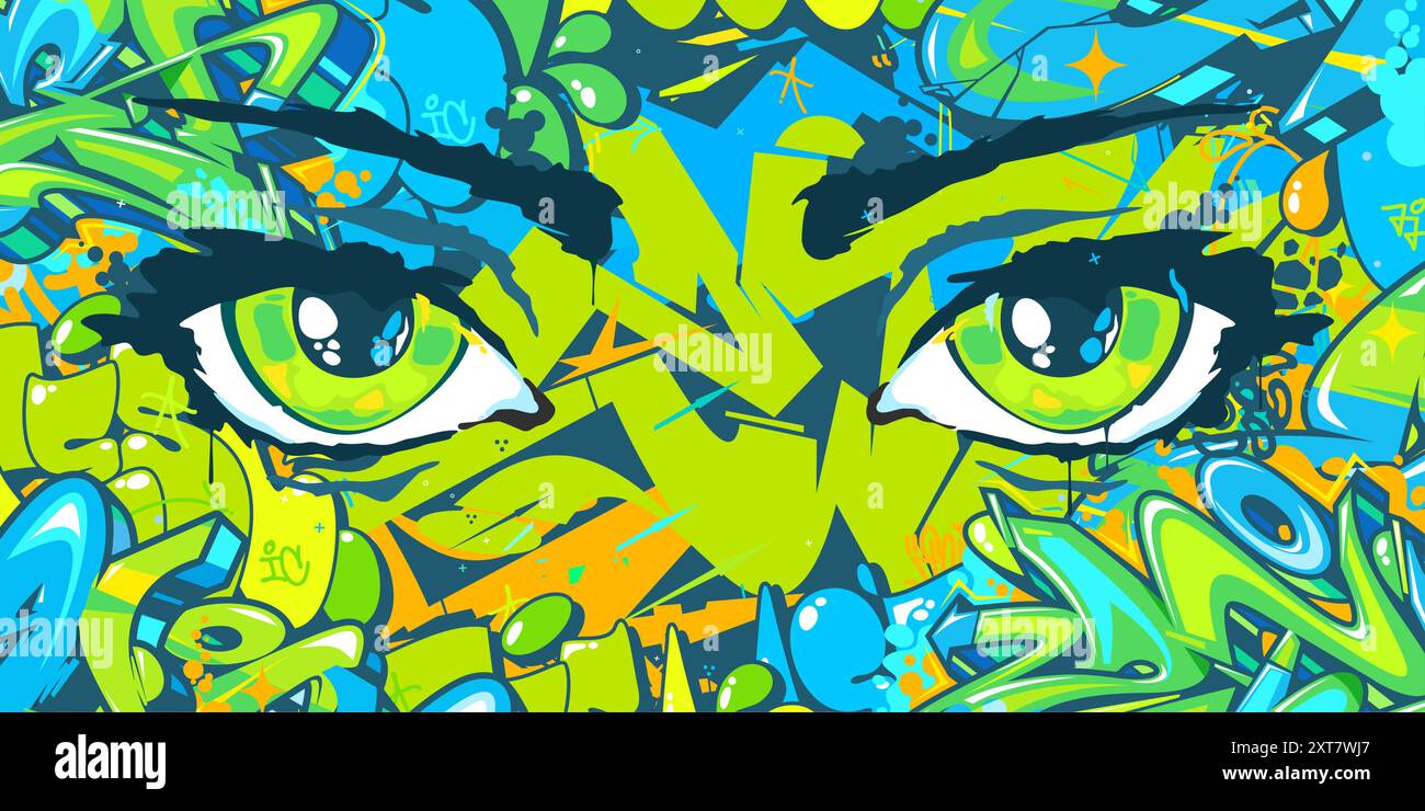 Modern Abstract Urban Futuristic Street Art Graffiti Style Background ...