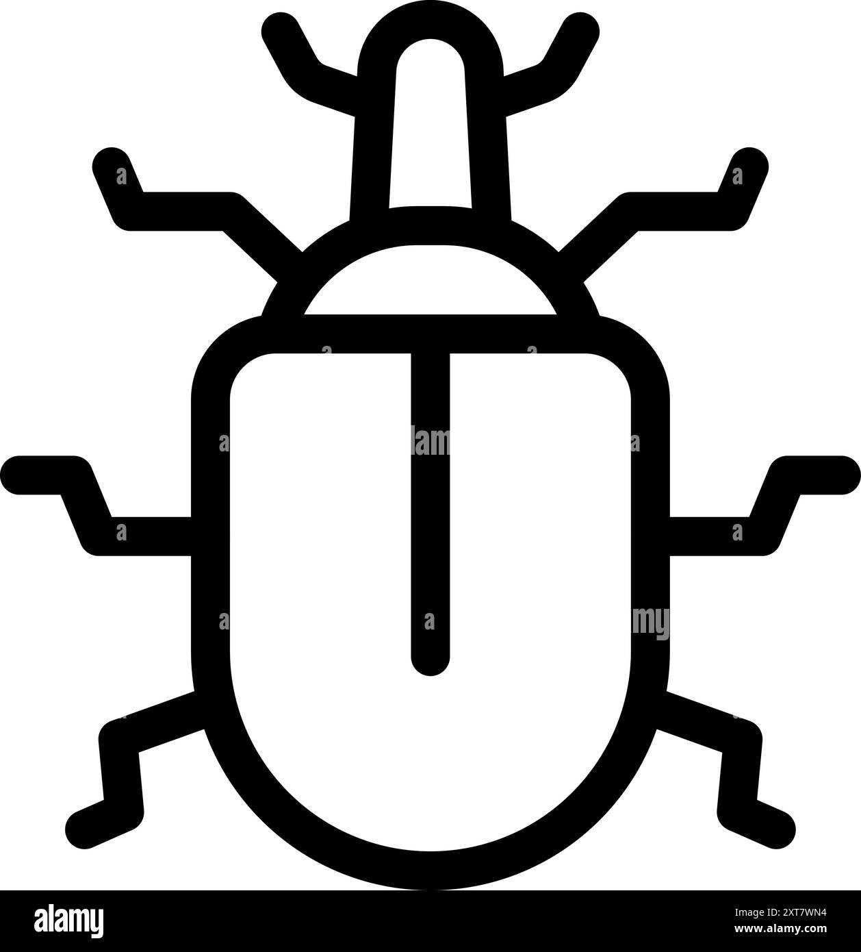 Simple Black Line Icon Of A Bug Attacking A Computer Mouse Representing The Concept Of Computer