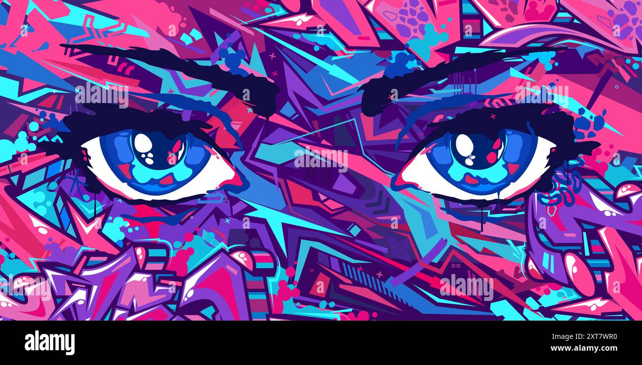 Trendy Abstract Urban Futuristic Street Art Graffiti Style Background ...