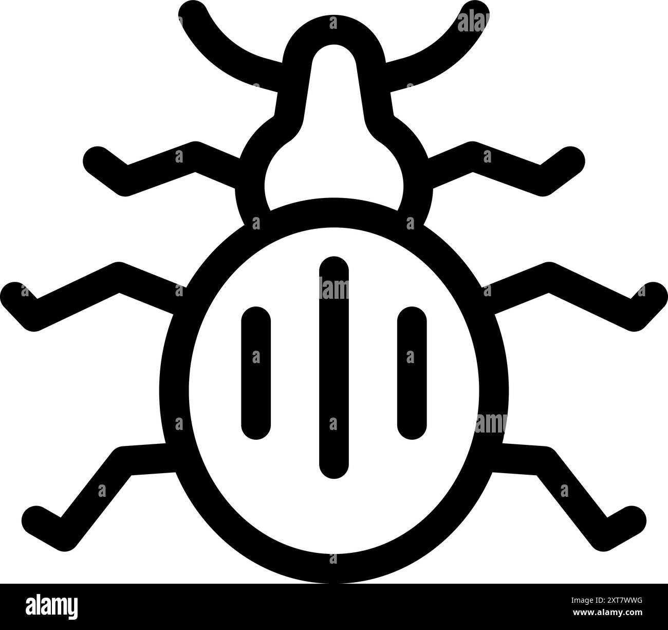 Simple black and white line art icon logo of a bug crawling Stock ...