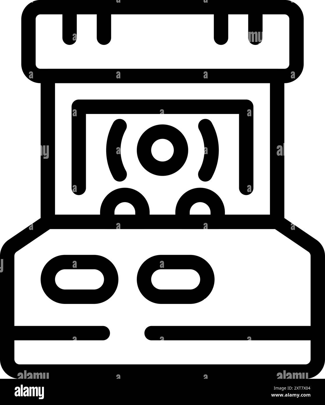 Arcade game machine with a screen showing a game in progress, inviting ...