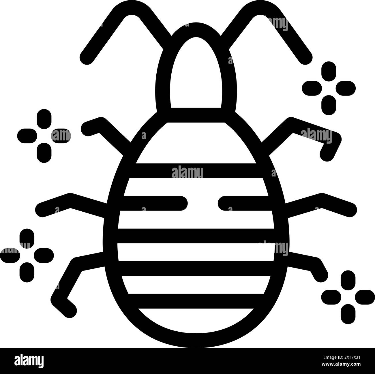 Simple bold line art icon of a bug with stripes crawling around Stock ...