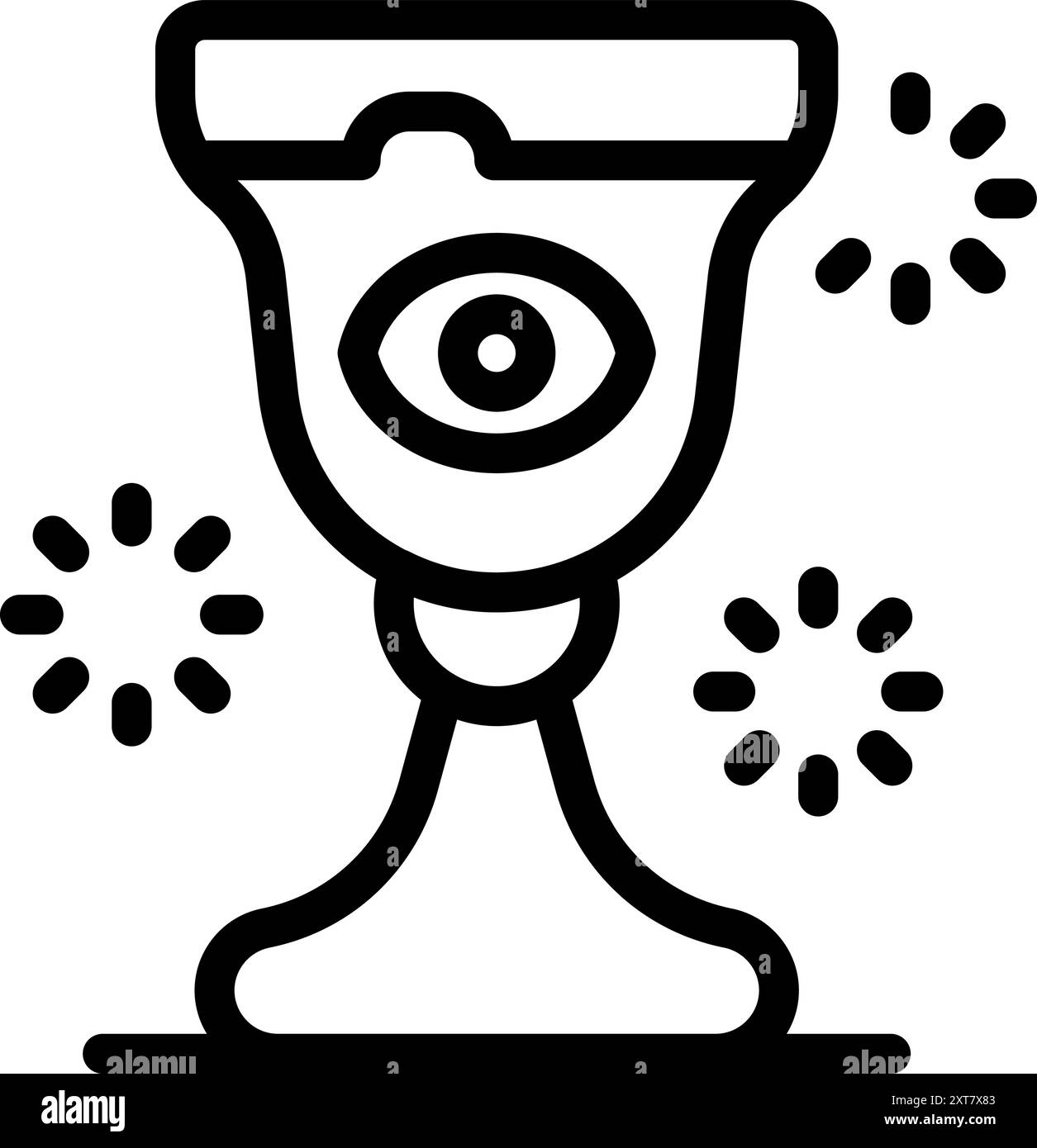 Line art vector icon of a magic potion boiling inside a chalice with an ...