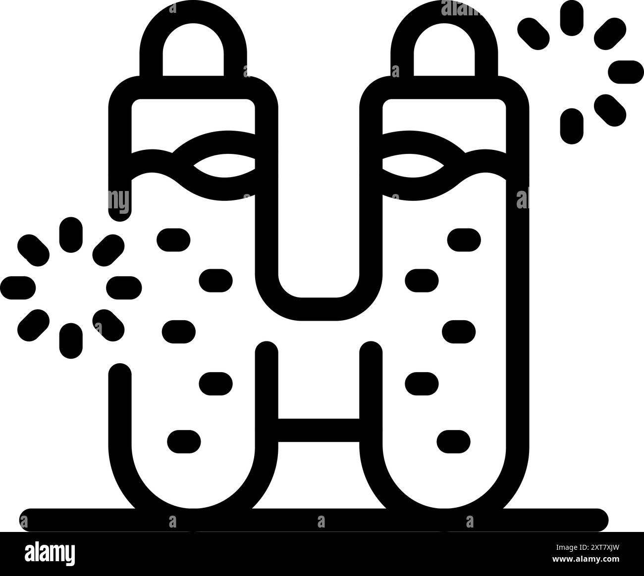 Line icon of two test tubes with liquid inside, representing a chemical ...