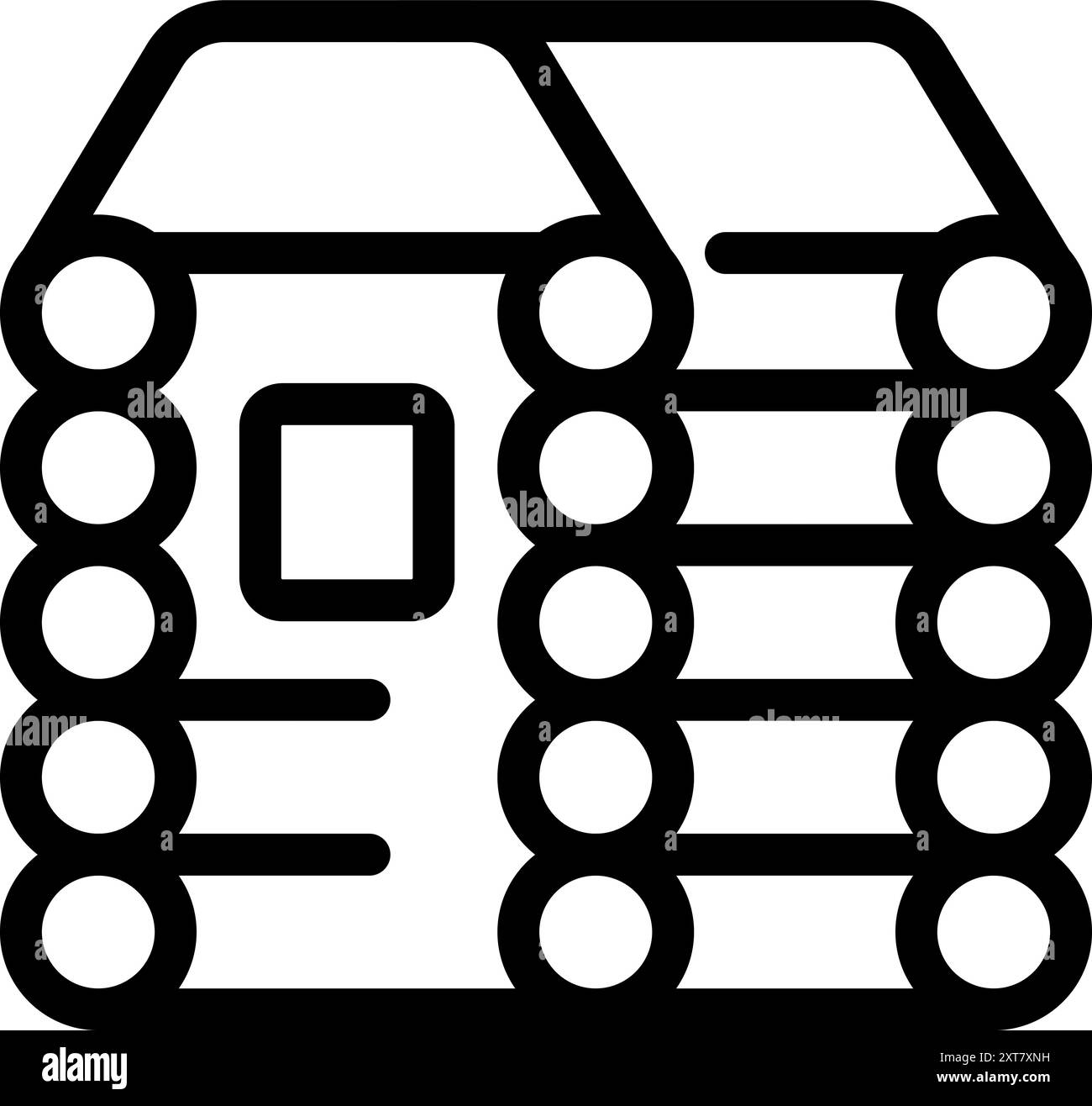 Black and white icon of a log cabin representing simple living ...