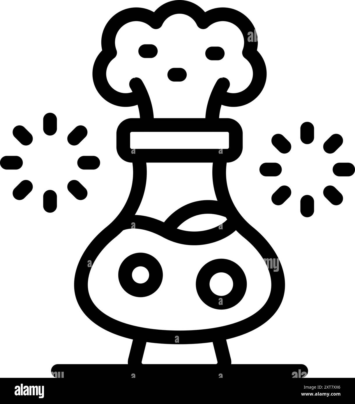 Line art icon of a chemical flask bubbling over with activity Stock ...