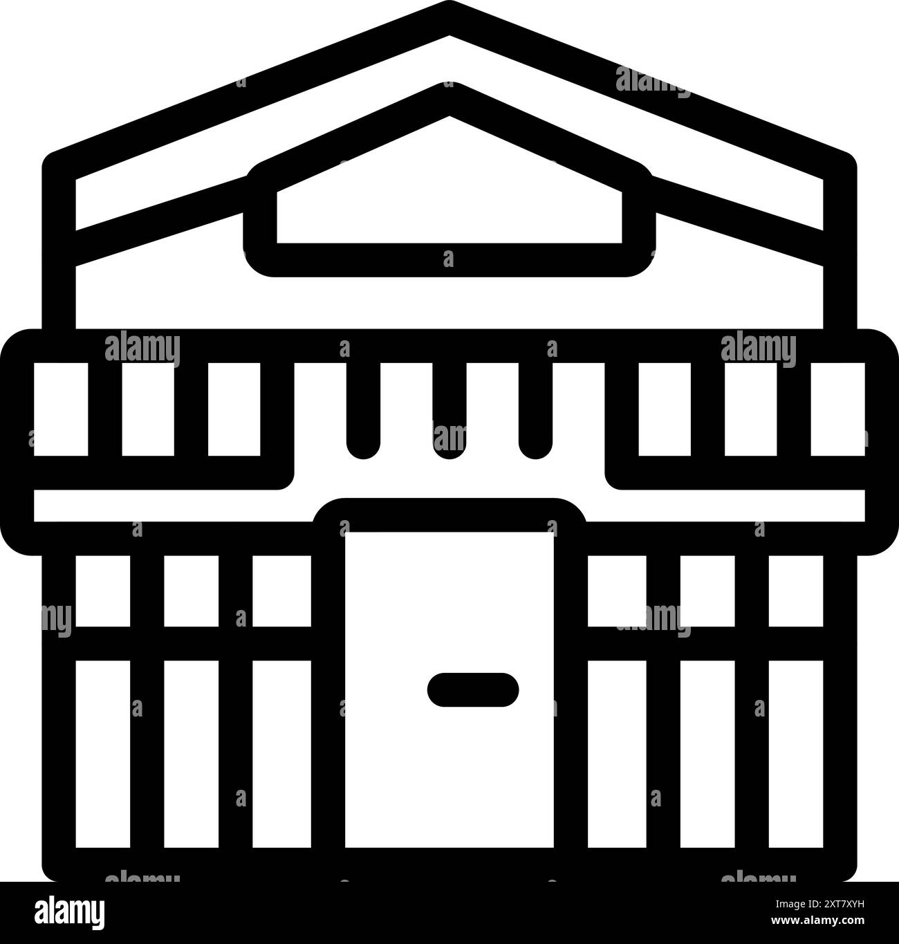 Simple line icon of a city hall building, representing local government ...