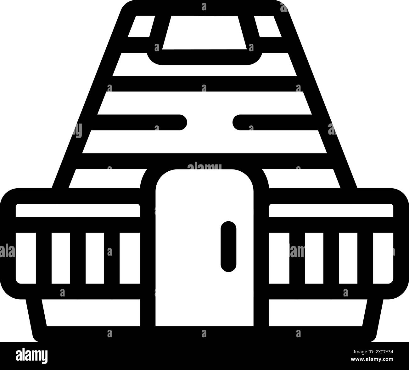 Simple black and white vector icon representing a modern country house ...