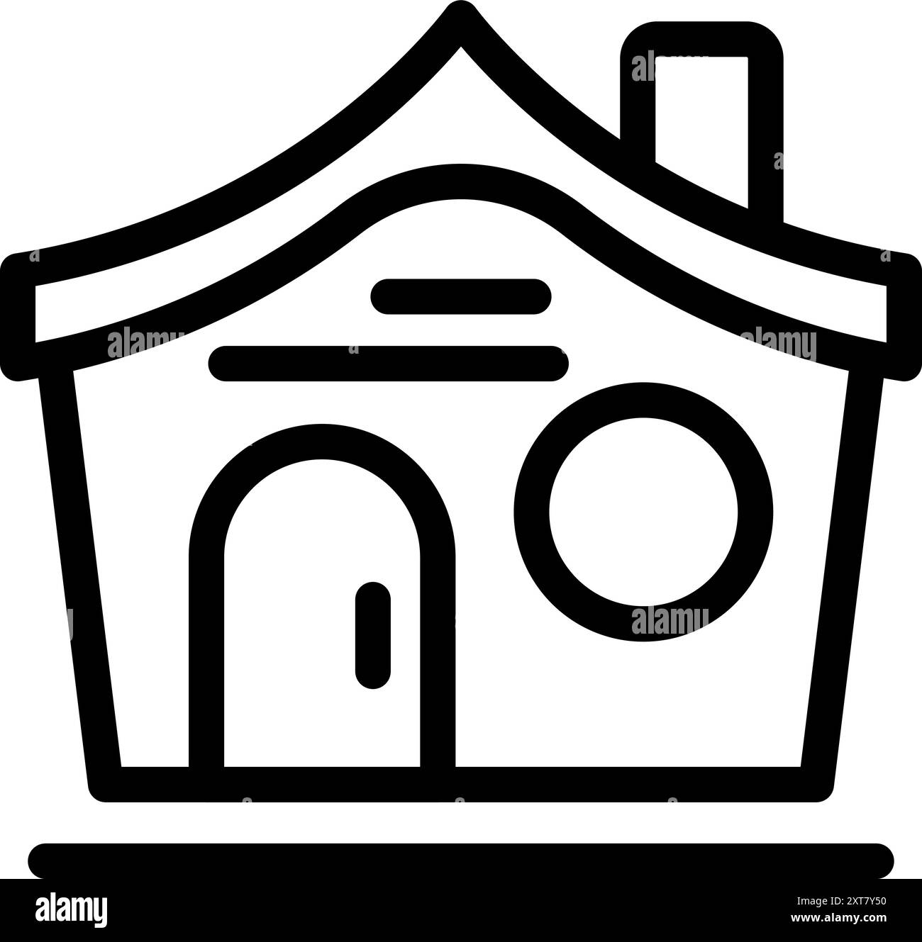 Simple line art icon of a small detached house, symbolizing suburban ...