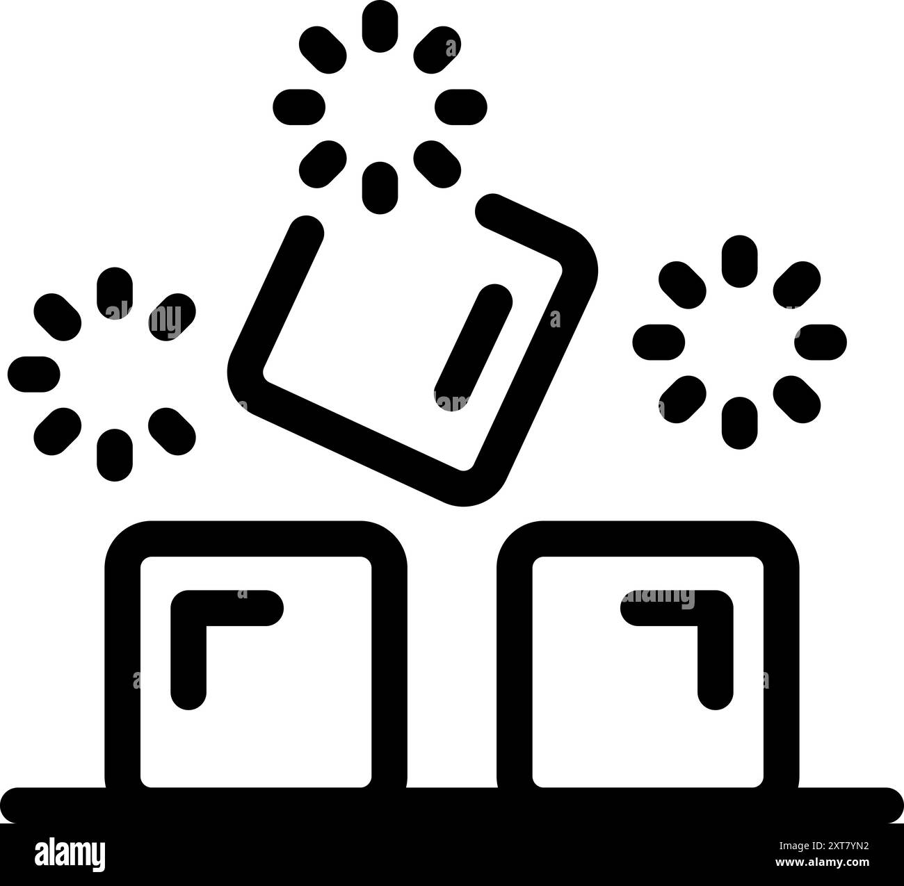 Line art vector icon of a smartphone falling from a pedestal ...