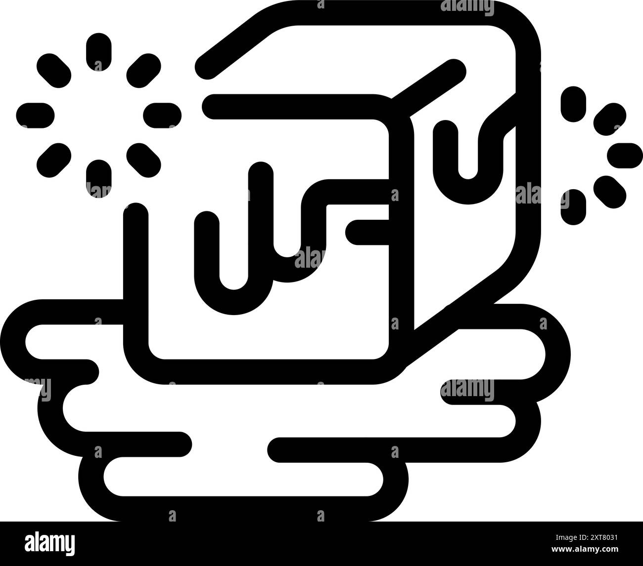 Line art vector icon of a melting ice cube, representing concepts such ...