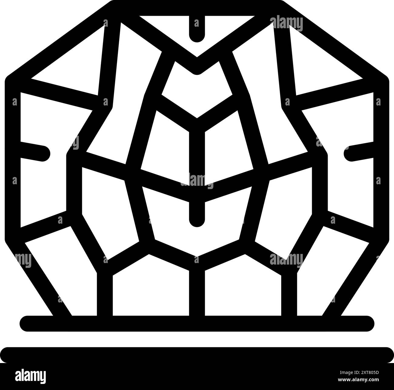 Big geodesic dome standing on ground, line art icon for apps and ...