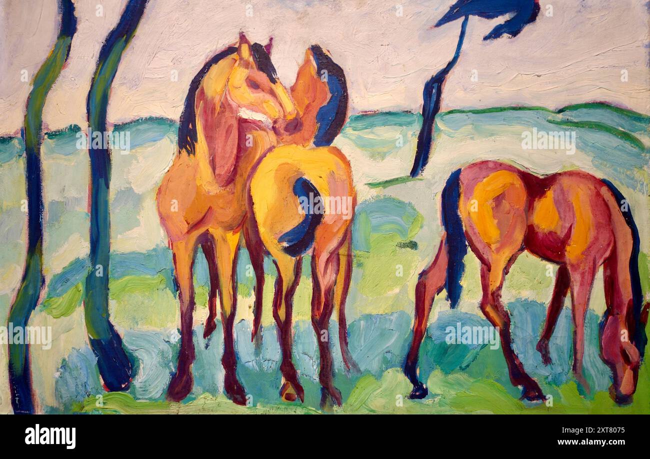 Helmuth Macke Three Horses 1913 Stock Photo Alamy