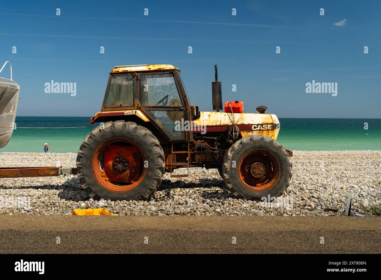 Vintage Boat Tractor on the Beach at Cromer, Norfolk, UK Stock Photo ...