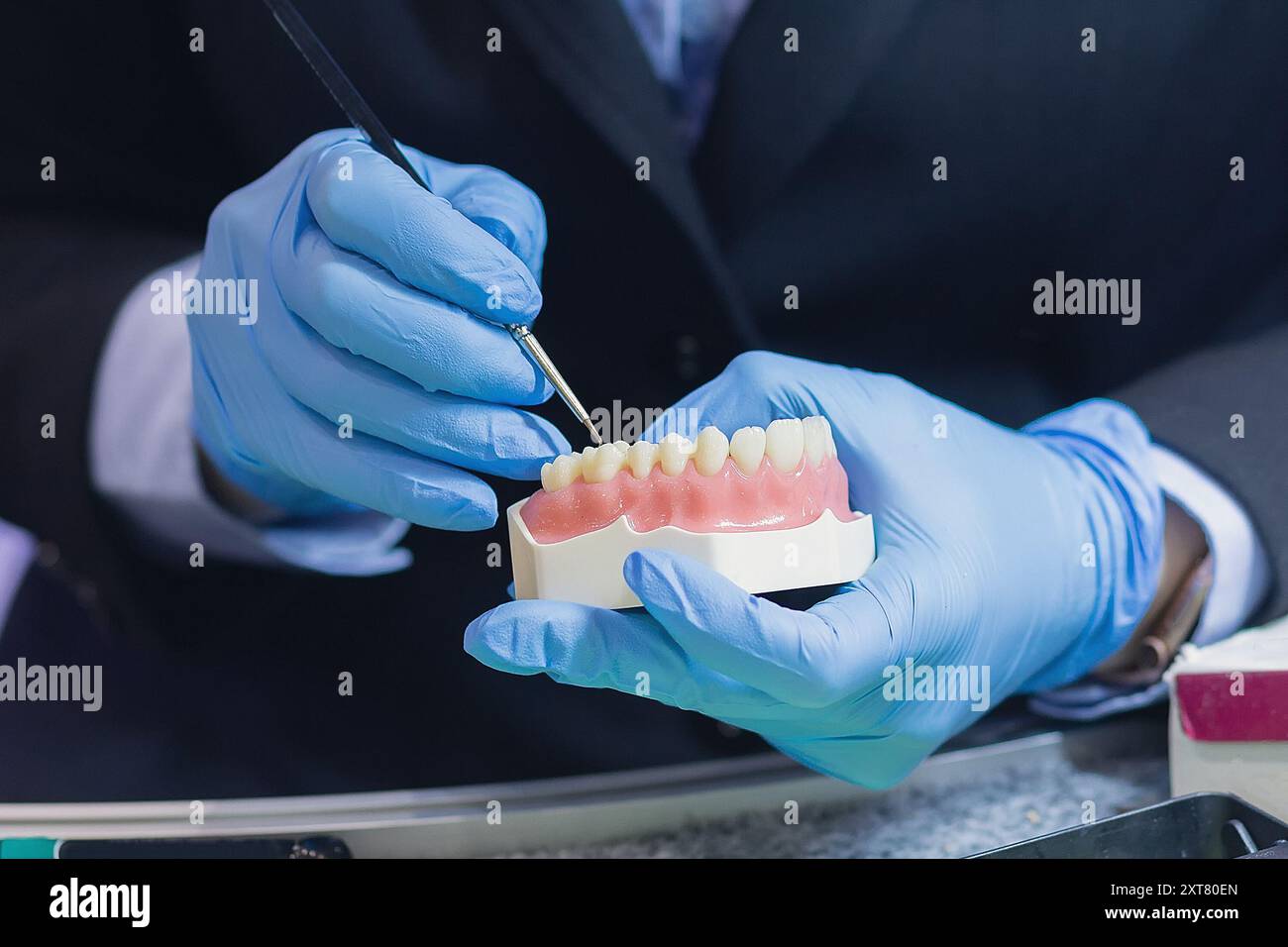 Dentist is working on facial dental prosthetic. Dantistry Stock Photo ...