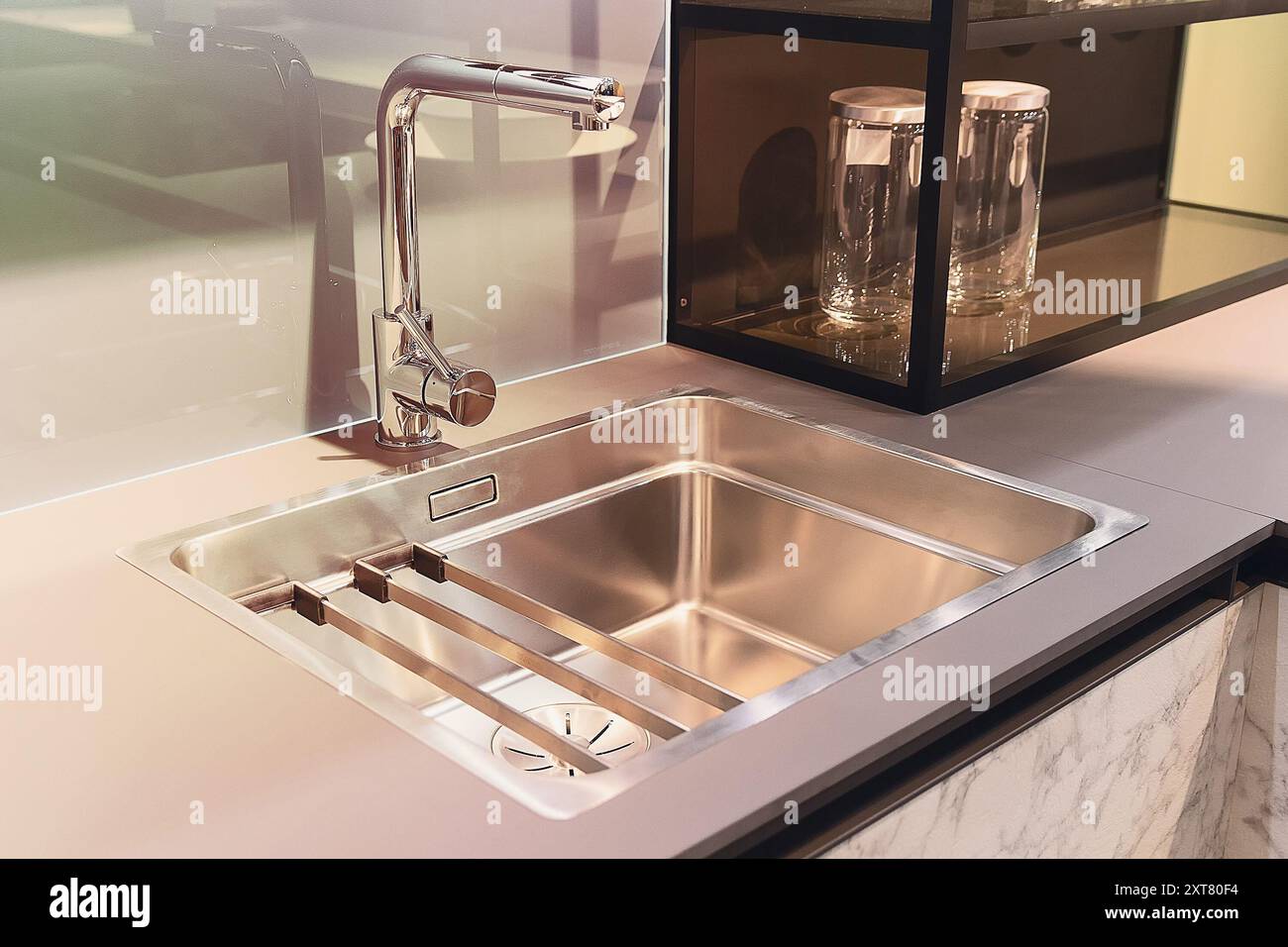 Kitchen sink luxury modern kitchen. Interior Stock Photo - Alamy
