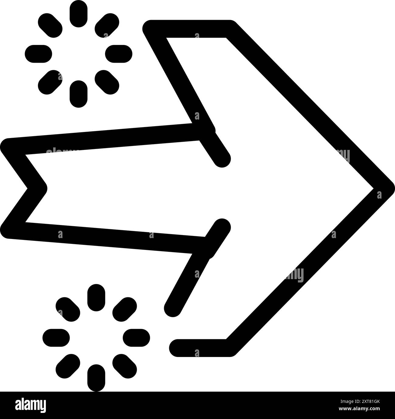 Simple black outline of an arrow pointing right, symbolizing progress and direction, with ...