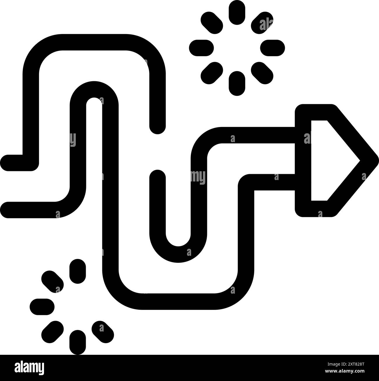 Winding path with obstacles is leading to a goal, represented by an arrow Stock Vector Image ...