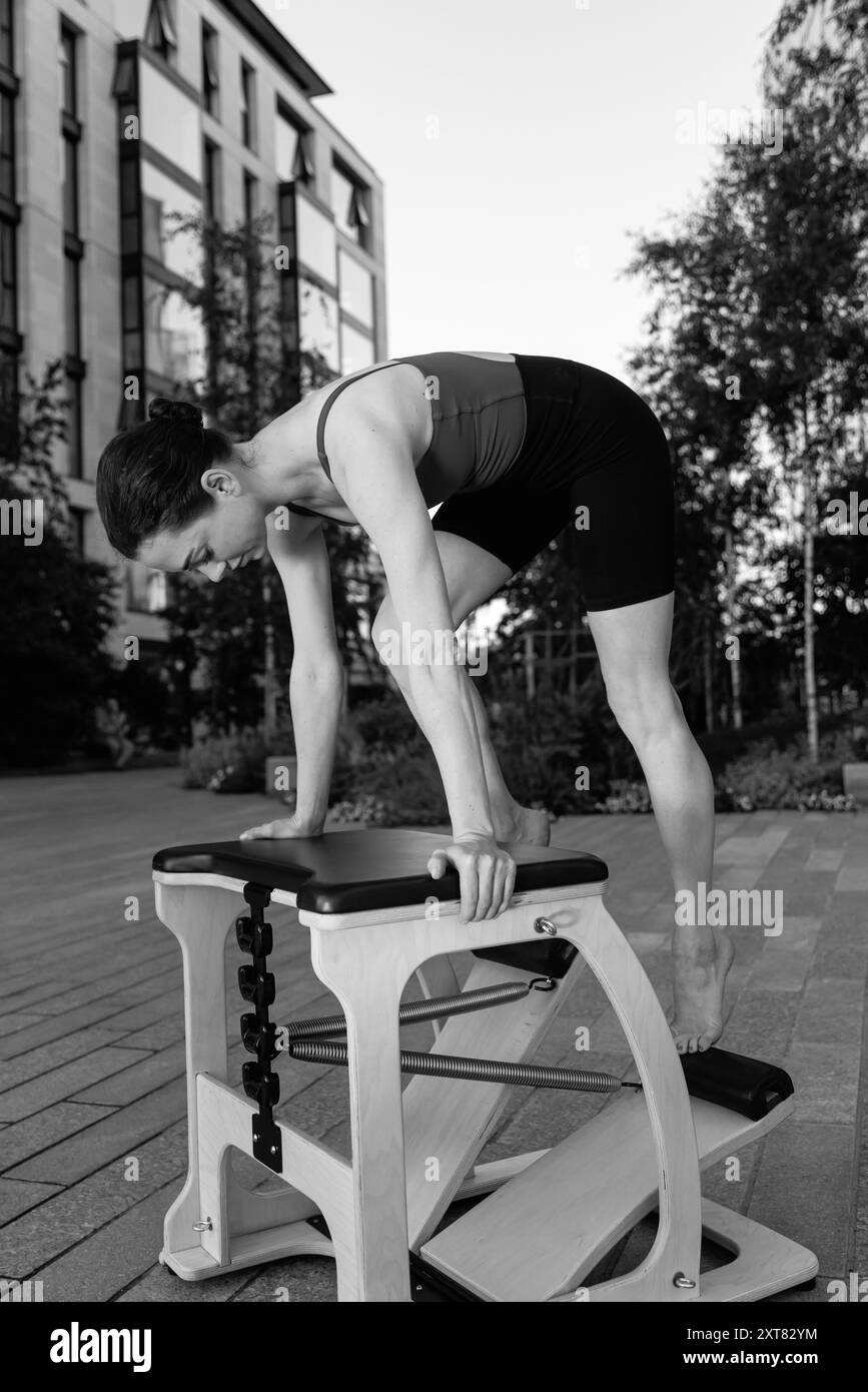 Yoga woman home Black and White Stock Photos & Images - Alamy
