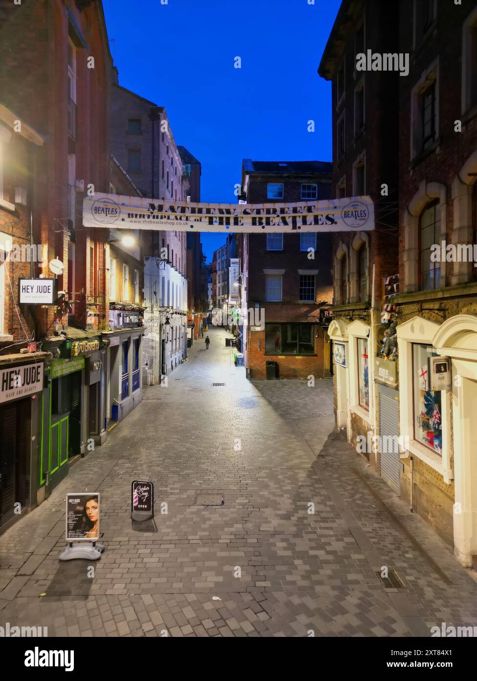 Elevated image looking down Mathew Street in the Cavern Quarter, home ...