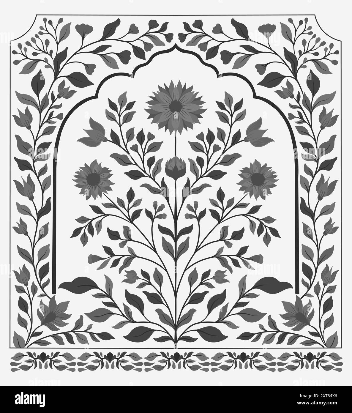 Mughal decorative ornamental floral. Vintage intricate traditional ...
