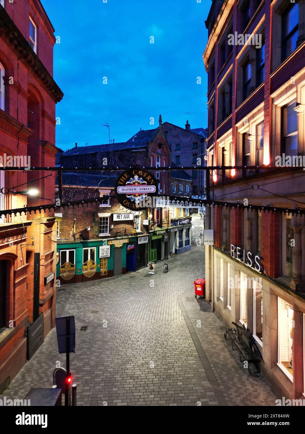 Elevated image looking down Mathew Street in the Cavern Quarter, home ...