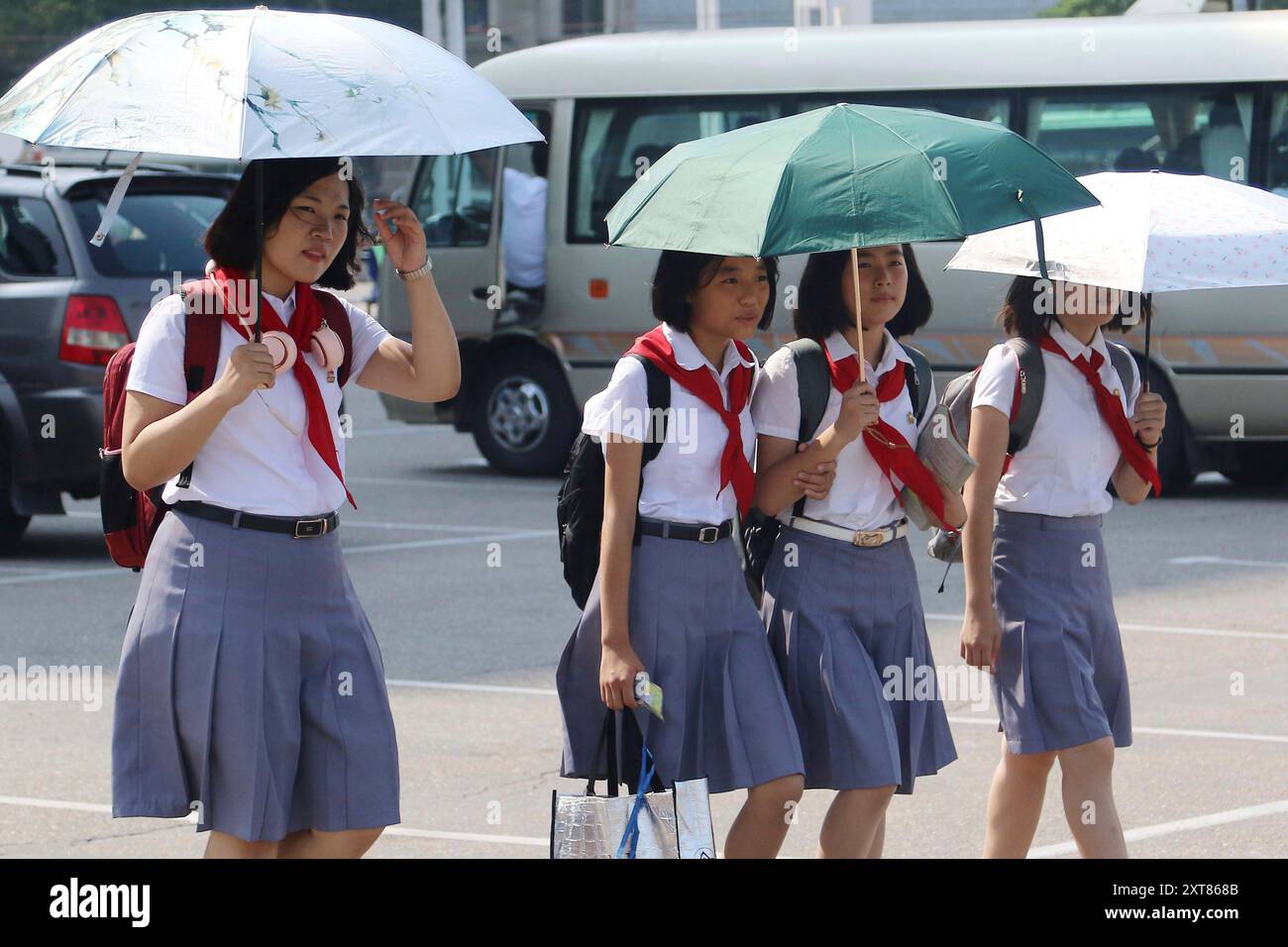 Pyongyang citizens walk on the Changjon street in Pyongyang, North ...