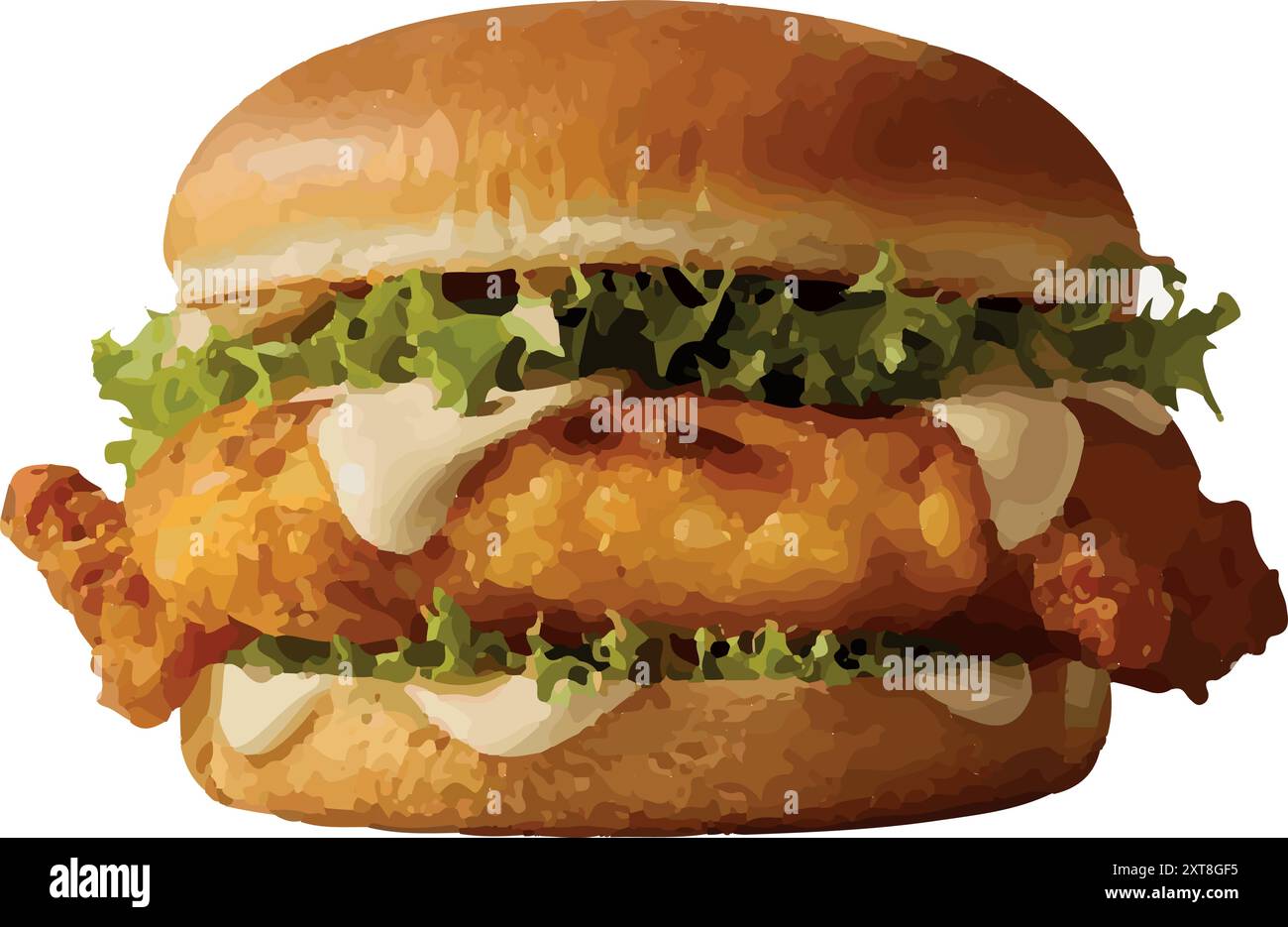 Enjoy a crispy chicken sandwich topped with creamy mayo and fresh ...