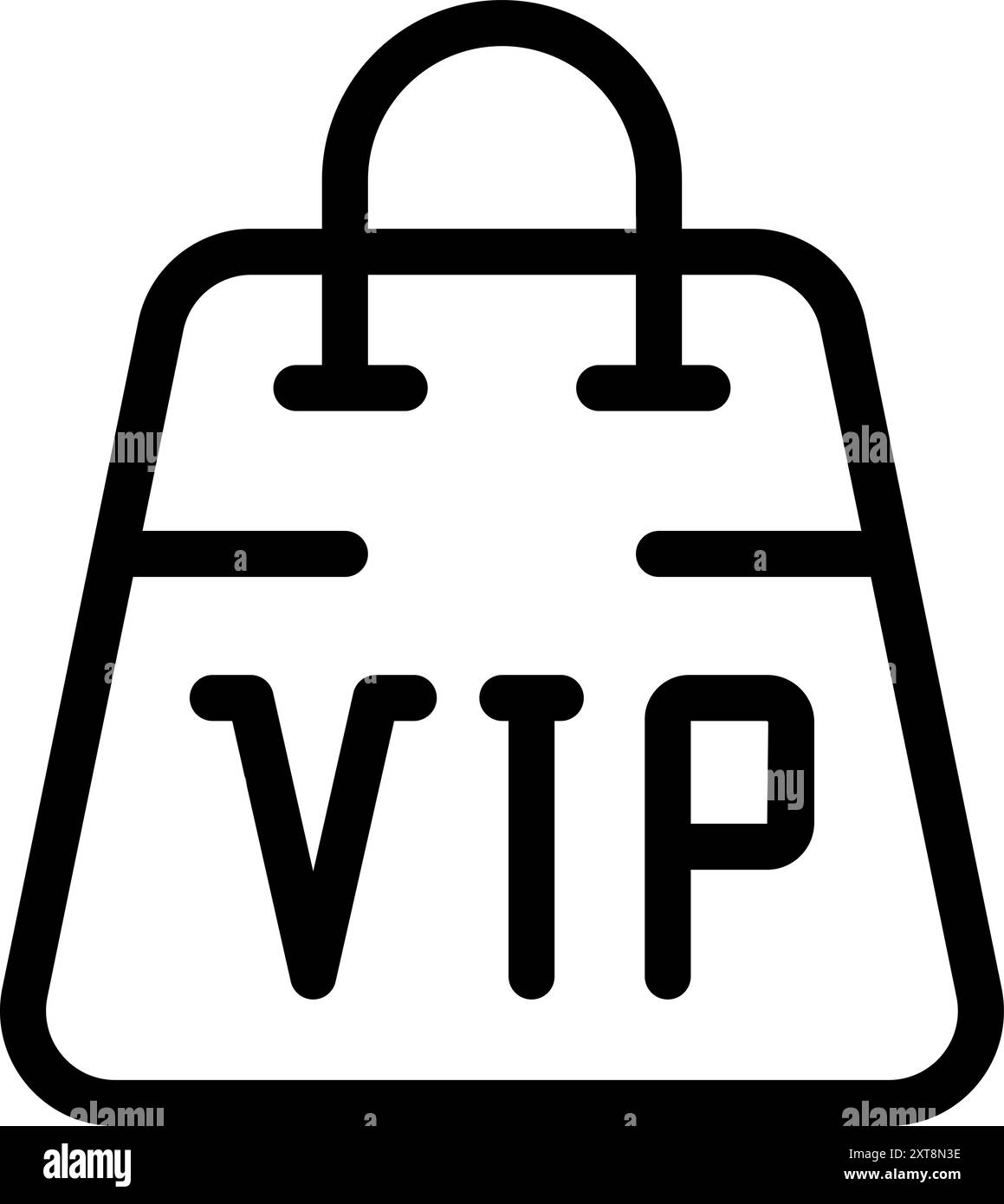 Simple line icon of a shopping bag with handles featuring the text vip ...