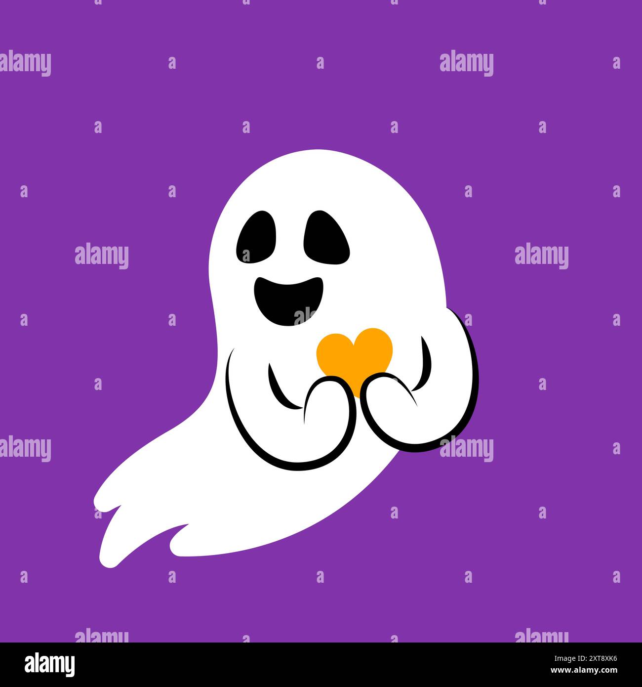 Hand drawn illustration of funny ghost. Cute isolated illustration of ...