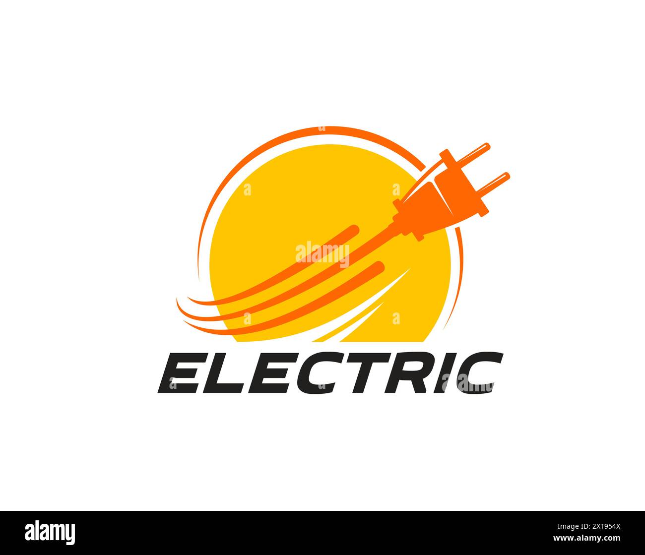 Electric energy icon featuring power plug in motion and yellow circle ...