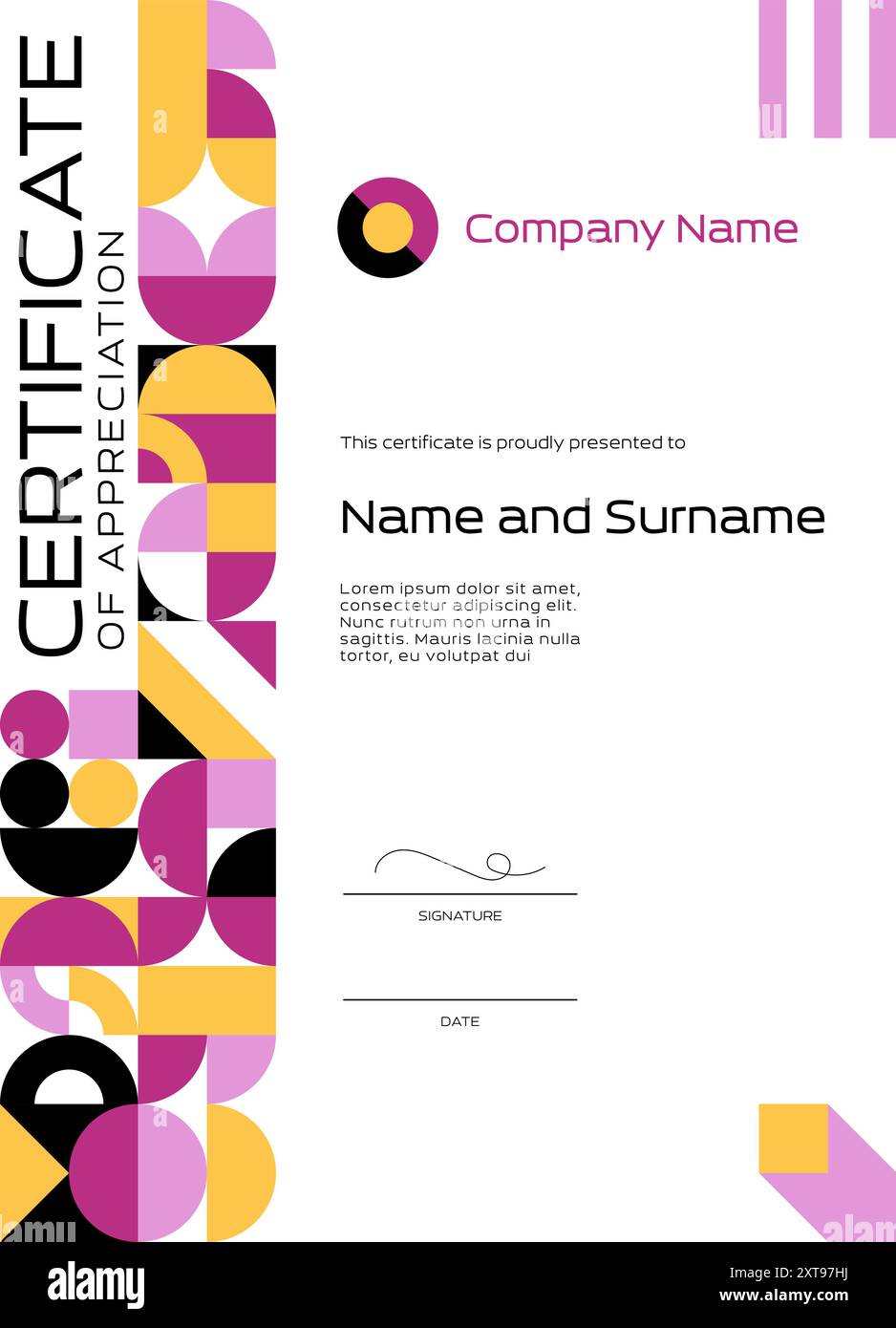 Certificate of appreciation template, abstract modern geometric pattern ...