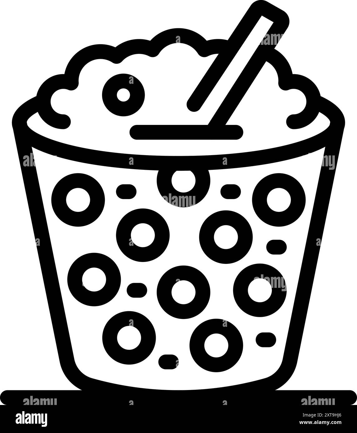 Line art icon of a bubble tea cup with tapioca balls Stock Vector Image ...