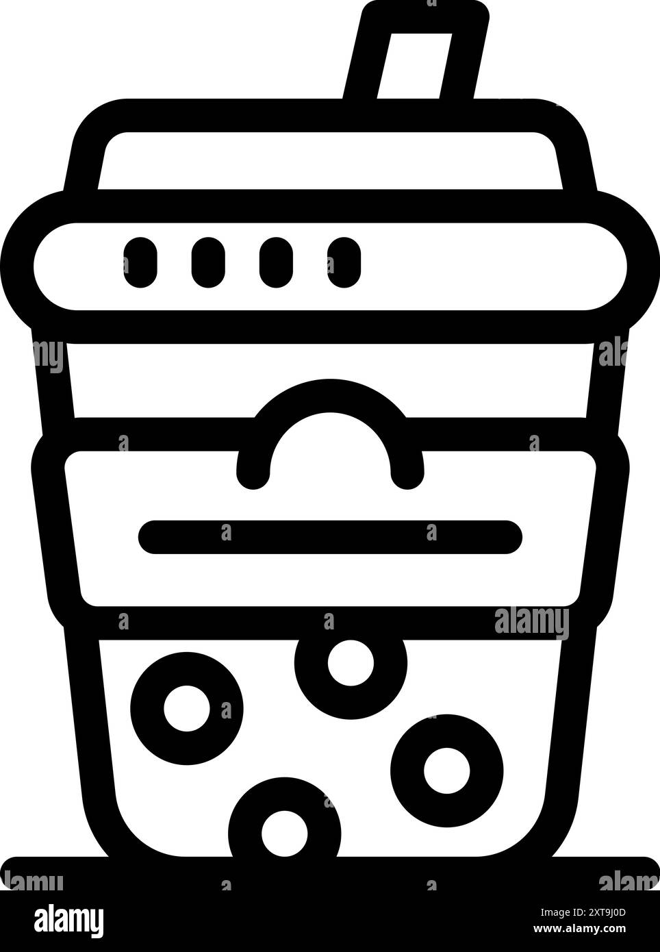 Simple line art icon of a bubble tea cup, featuring tapioca pearls at ...