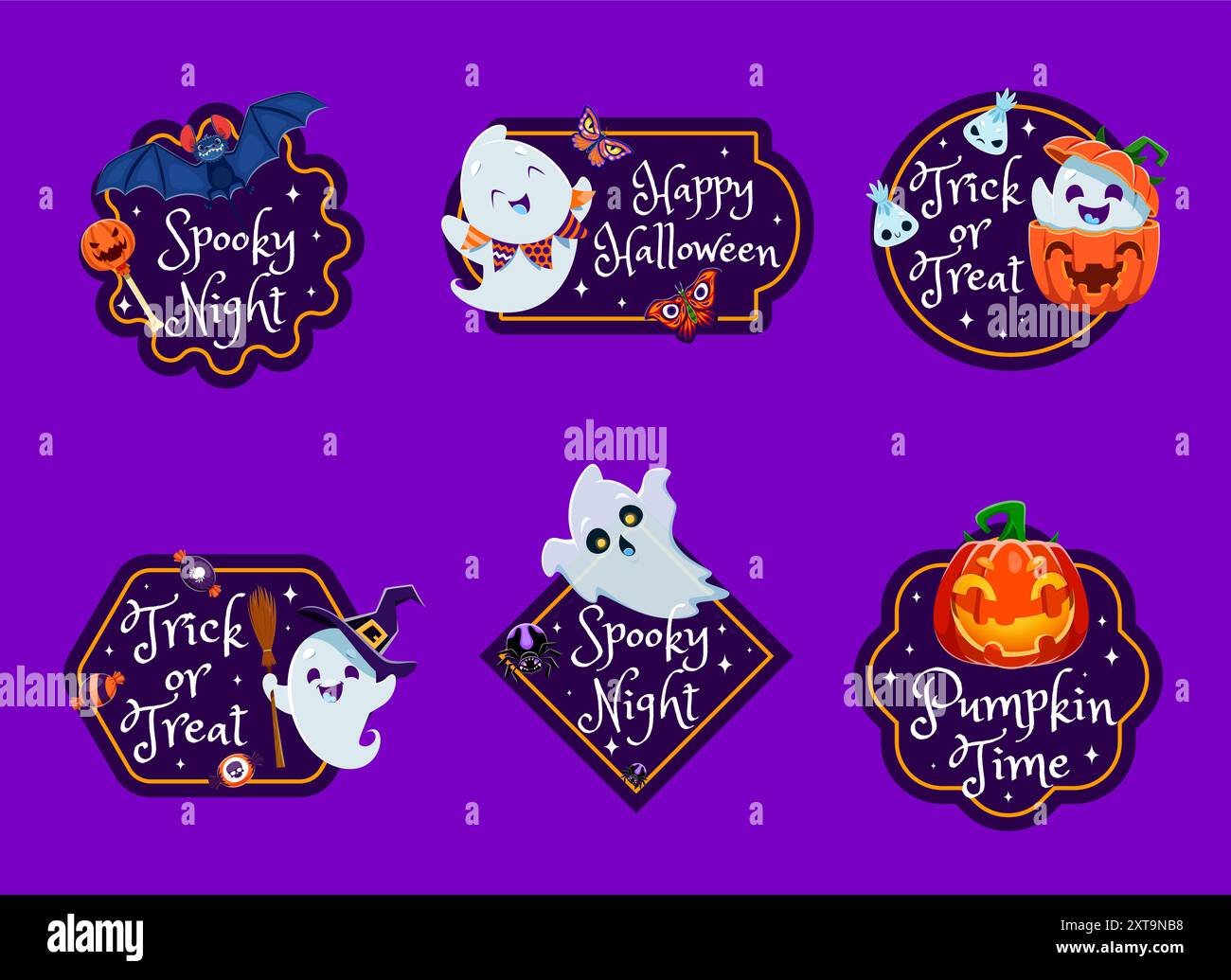 Halloween gift tags feature spooky designs like funny pumpkins, kawaii ...