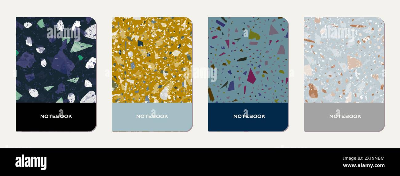 Notebook cover design. Terrazzo abstract background made of natural ...