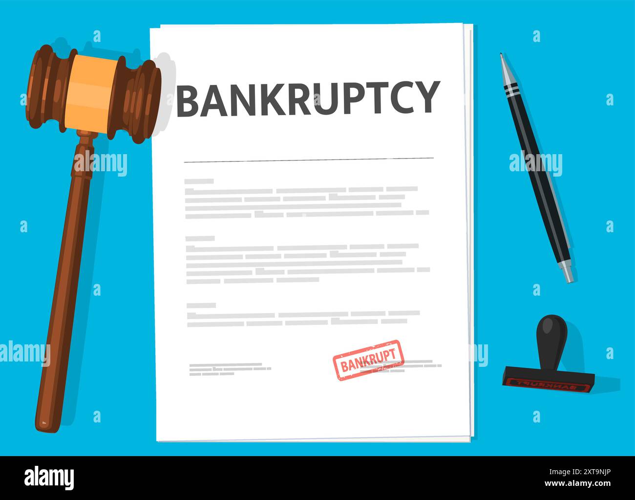 Bankruptcy attorney or lawyer legal document with vector judge gavel ...