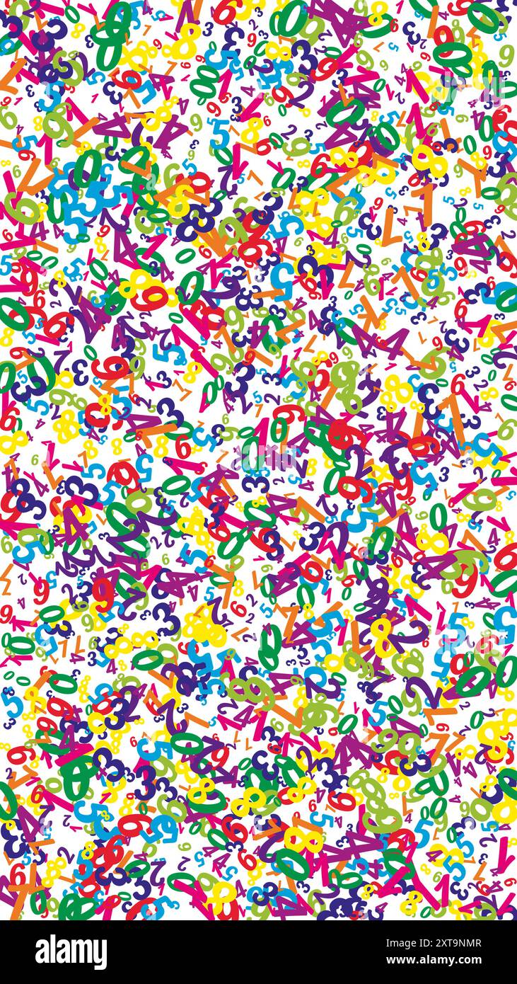 School math notebook cover. Colorful childish numbers floating in the ...