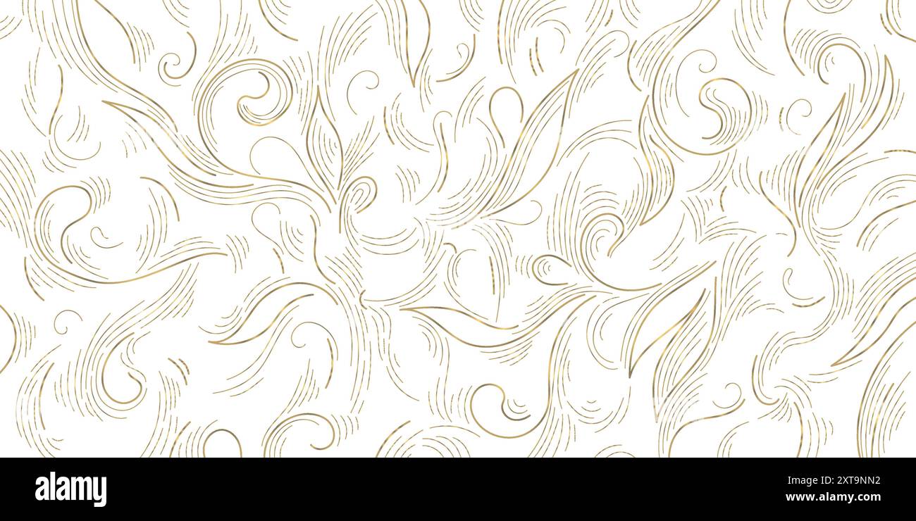 Vector gold on white swirl motif, line luxury royal pattern. Vintage ...