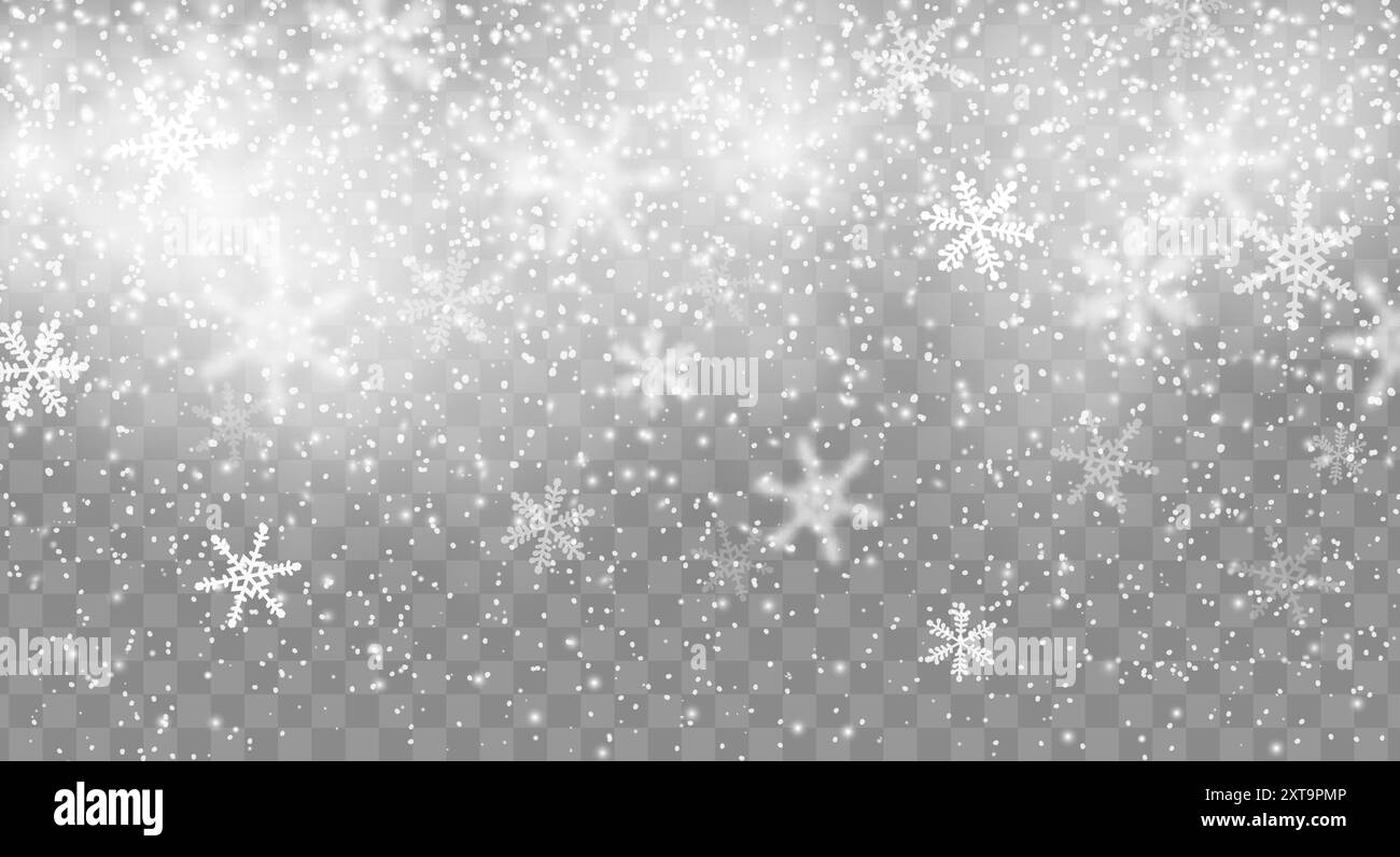 Realistic Christmas snowflakes and holiday snow background with ...