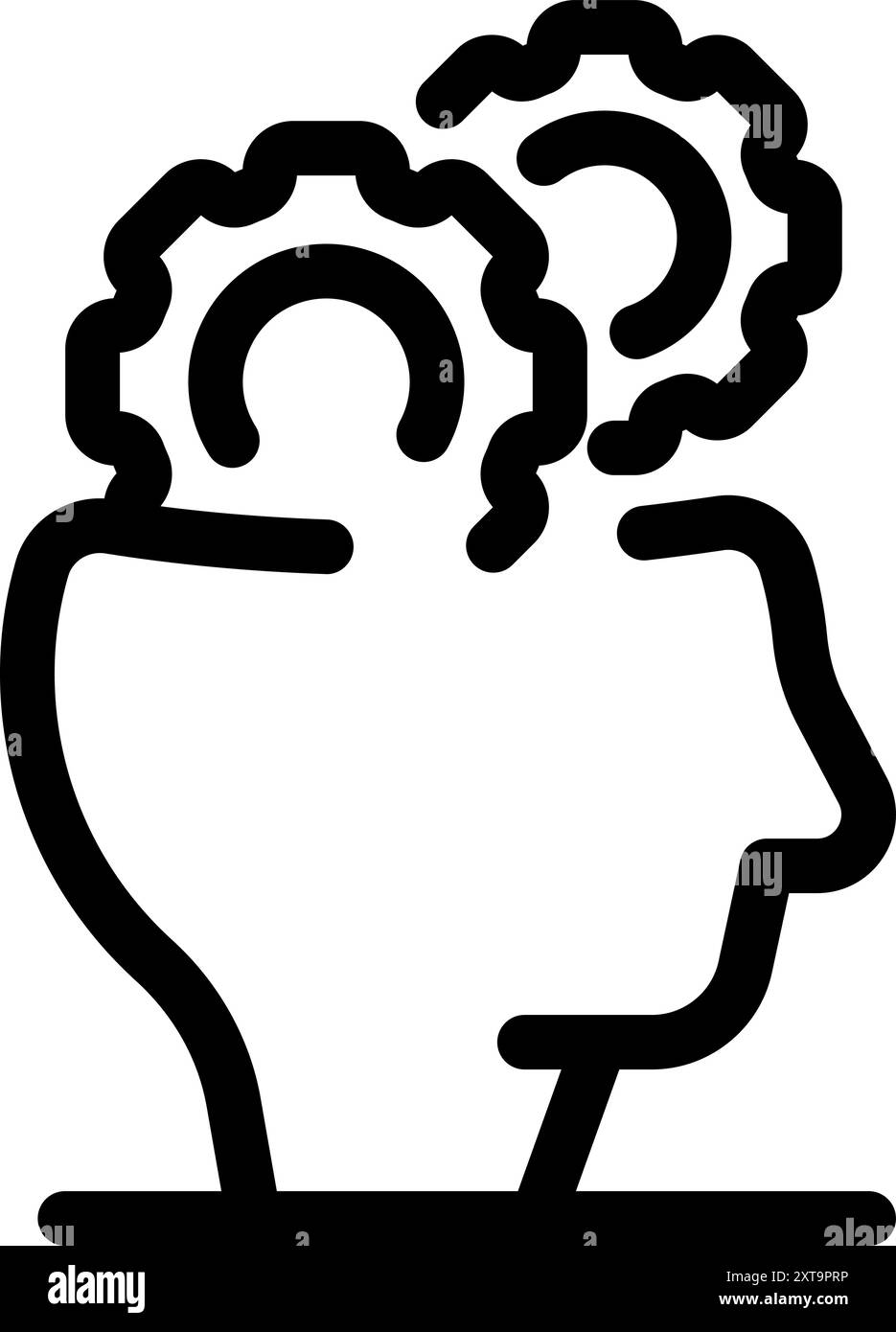 Human head silhouette with two gears working which represents the ...