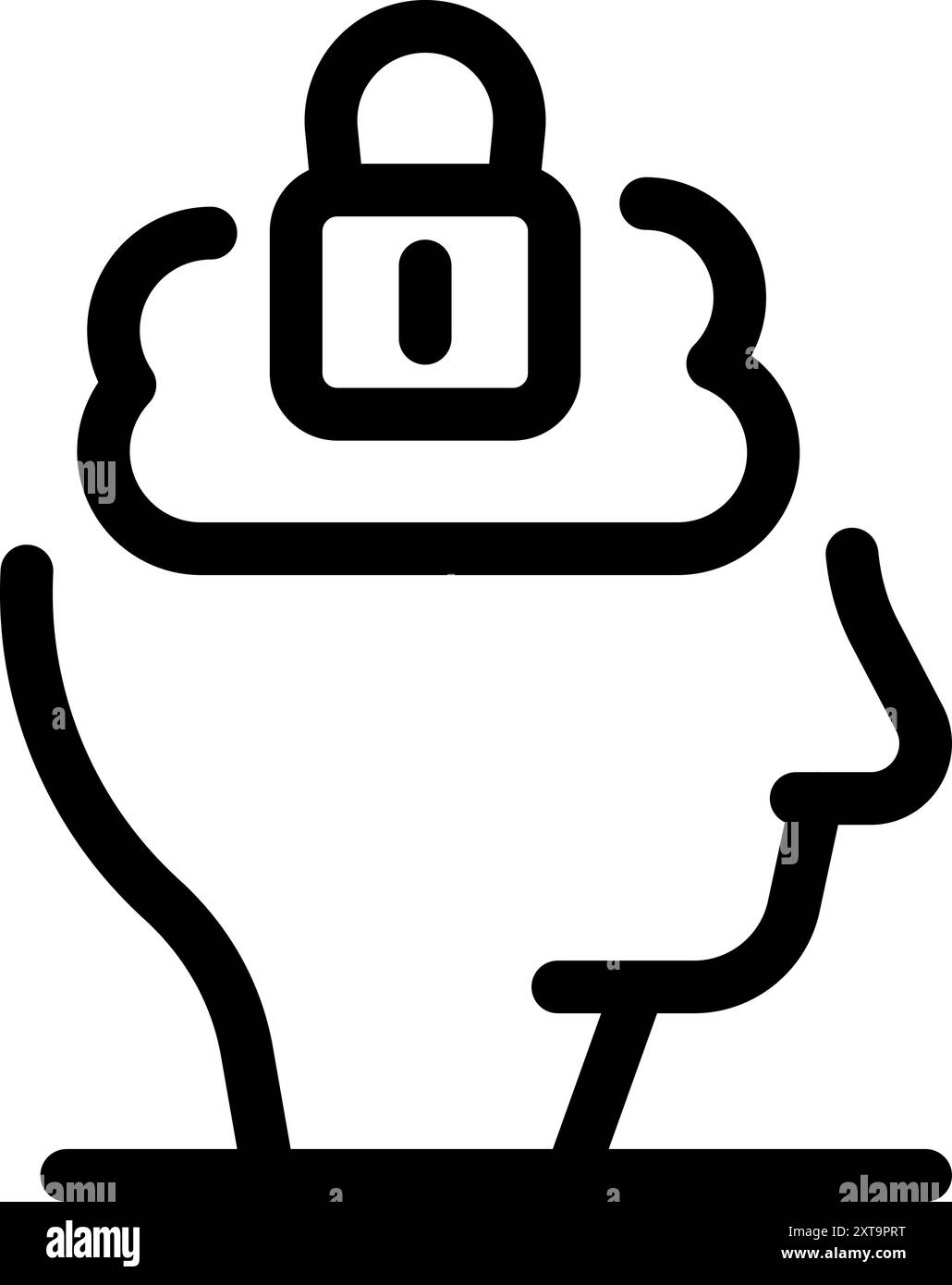 Human head silhouette with a locked brain, representing the concept of ...